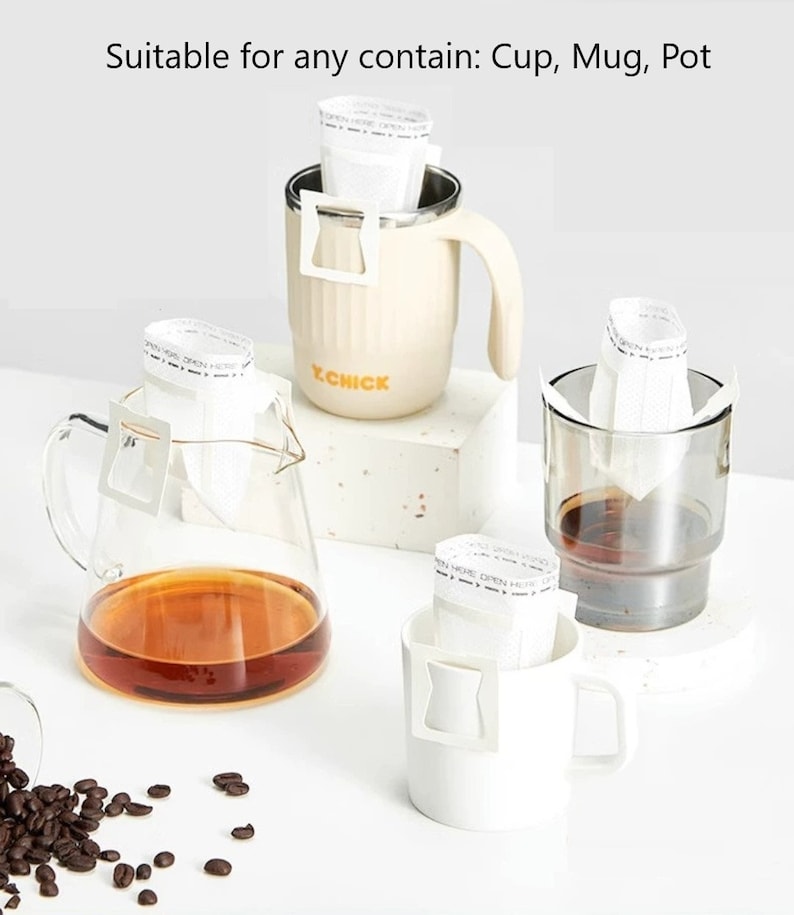 100 Pcs Disposable Coffee Filter Drip Bags, Coffee Drip Bag, One Time ...