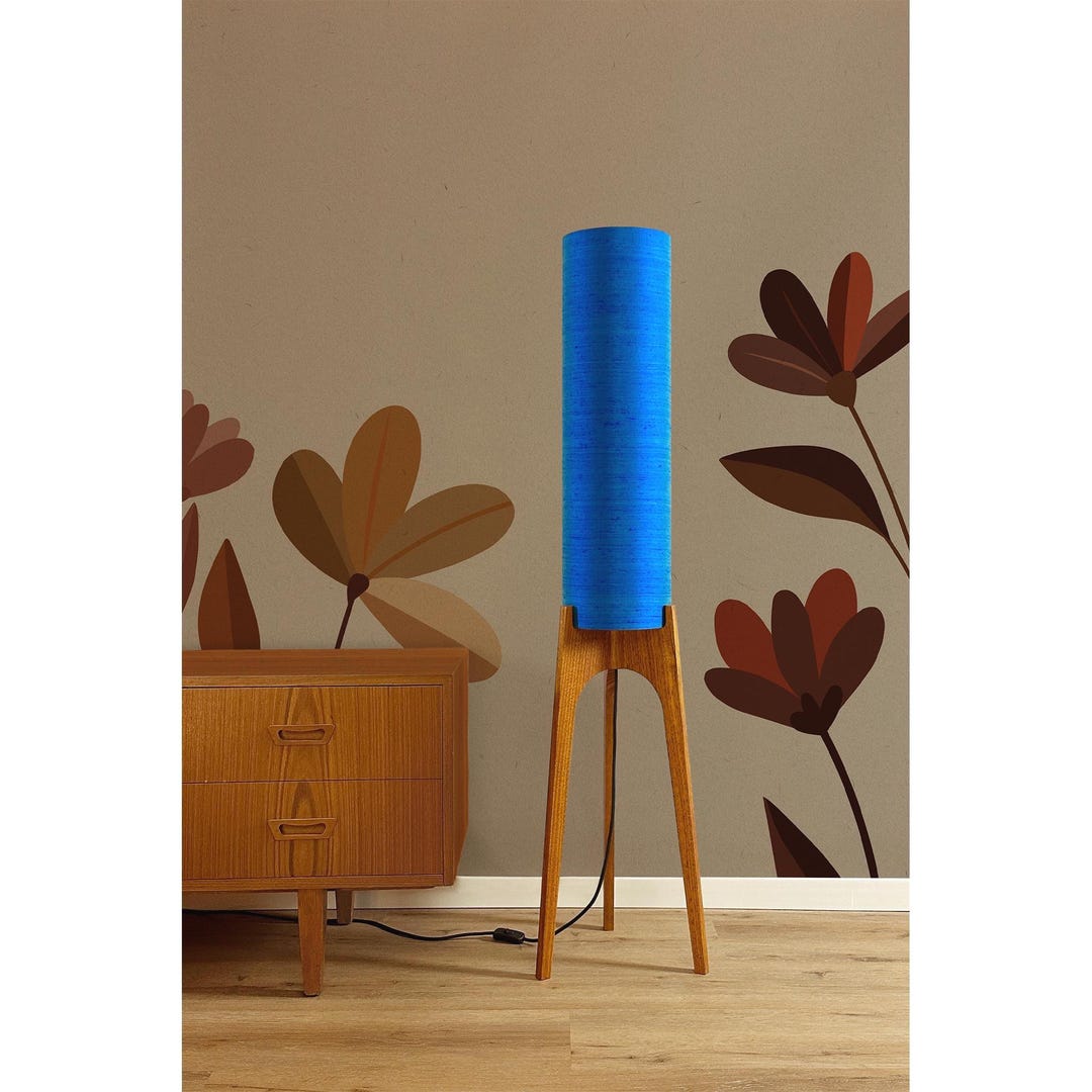 Classic Blue - Archie Rocket Lamp | Handmade Wood Floor Lamp With ...