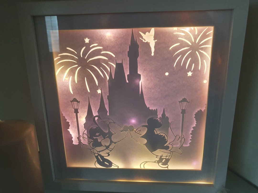 Personalised 3D Disney Themed Light up Shadow Box - Etsy UK