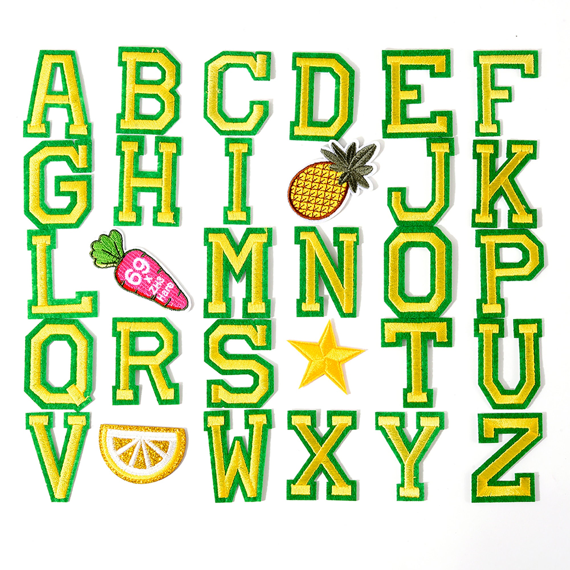 55Pcs Set Yellow Varsity Letter Patches Adhesive Backing | Etsy