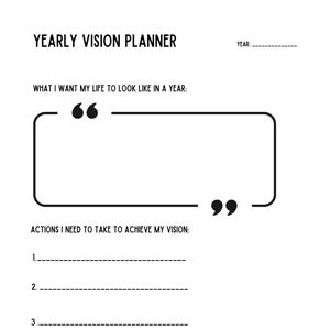 Yearly Vision Planner, Yearly Goals, Yearly Planner, Dream Planner ...