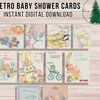 Printable Vintage Retro Baby Shower Cards Digital Collage Sheet Instant ...