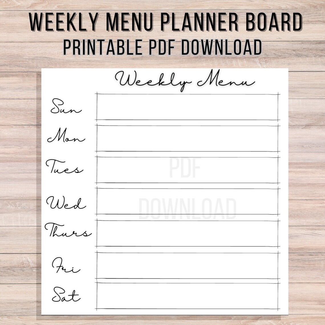 Printable Weekly Menu Board Weekly Menu Sign Dry Erase - Etsy