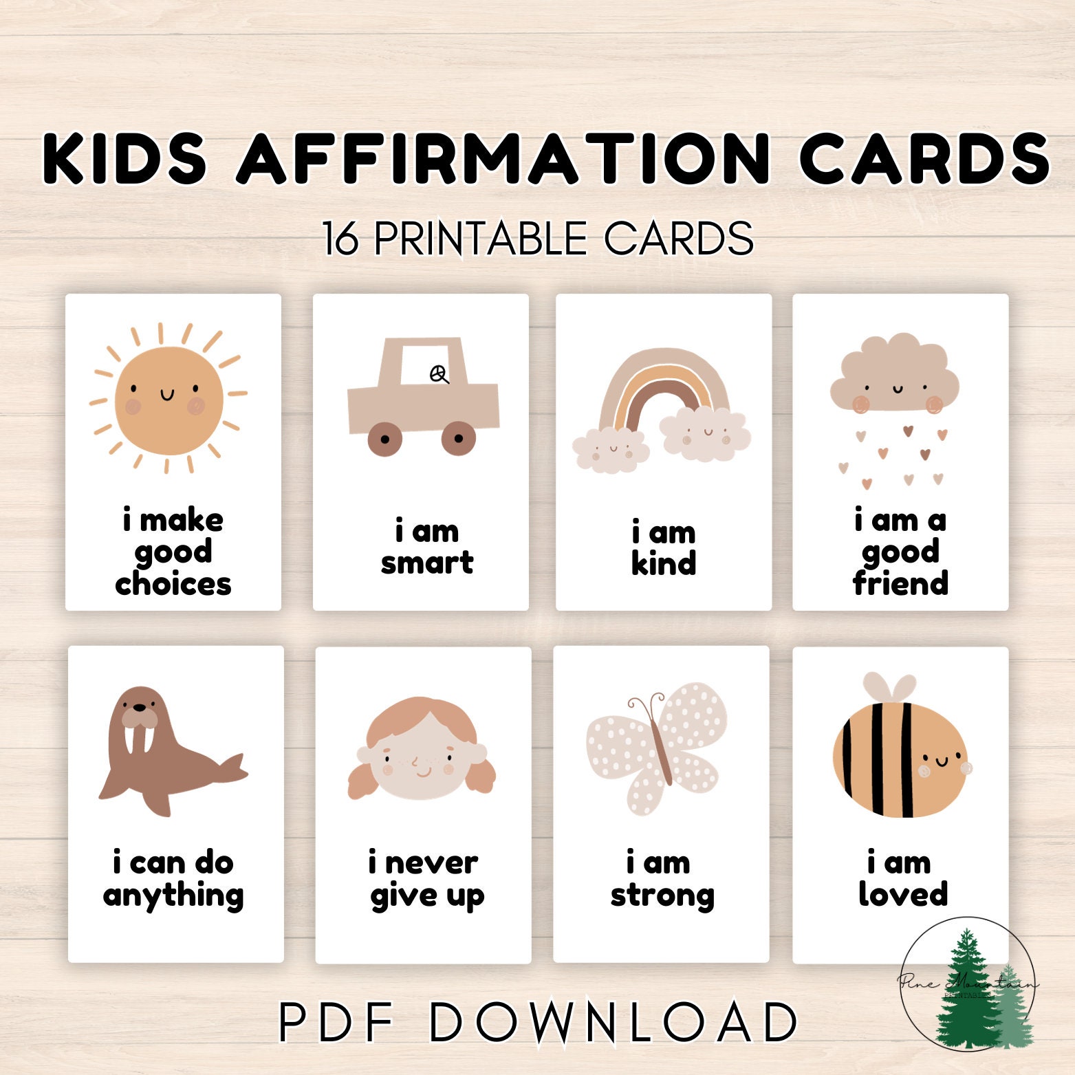 Printable Affirmation Cards for Kids, Motivational Cards, Montessori ...