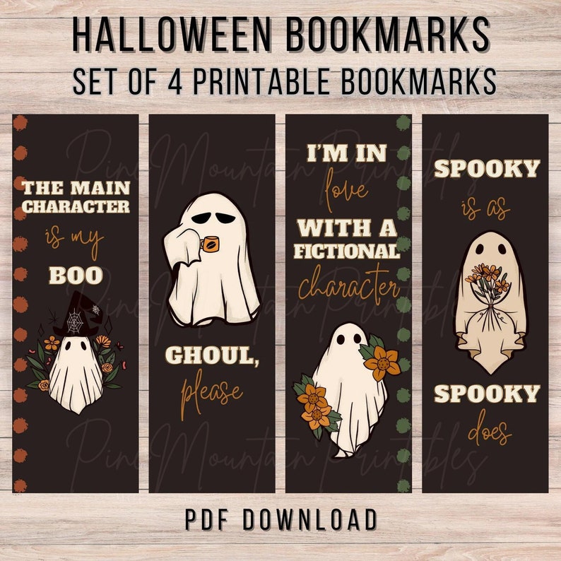 Printable Halloween Bookmarks, Booklover Gifts, Funny Bookmarks ...
