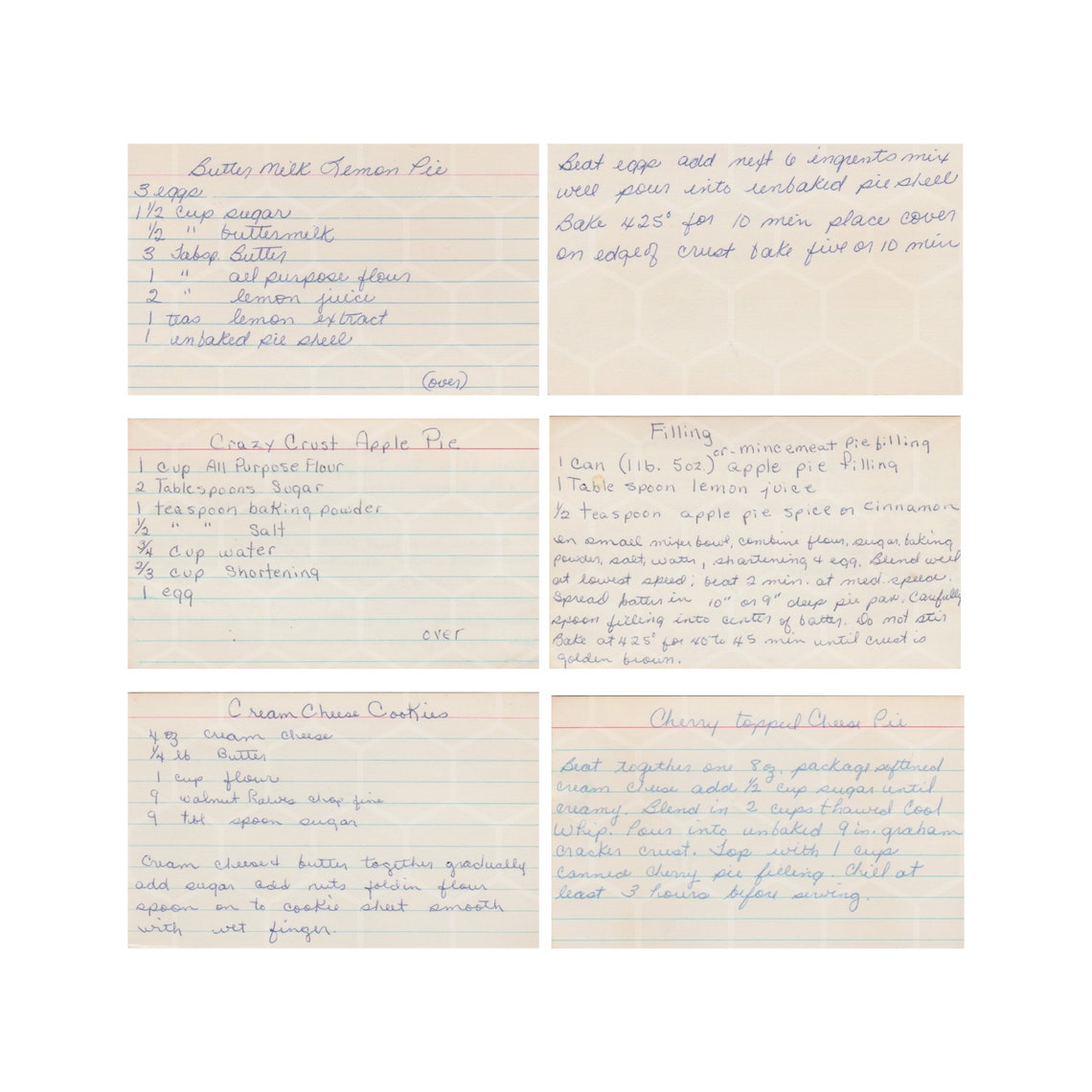 Printable Vintage Handwritten Dessert Recipe Index Cards - Digital ...