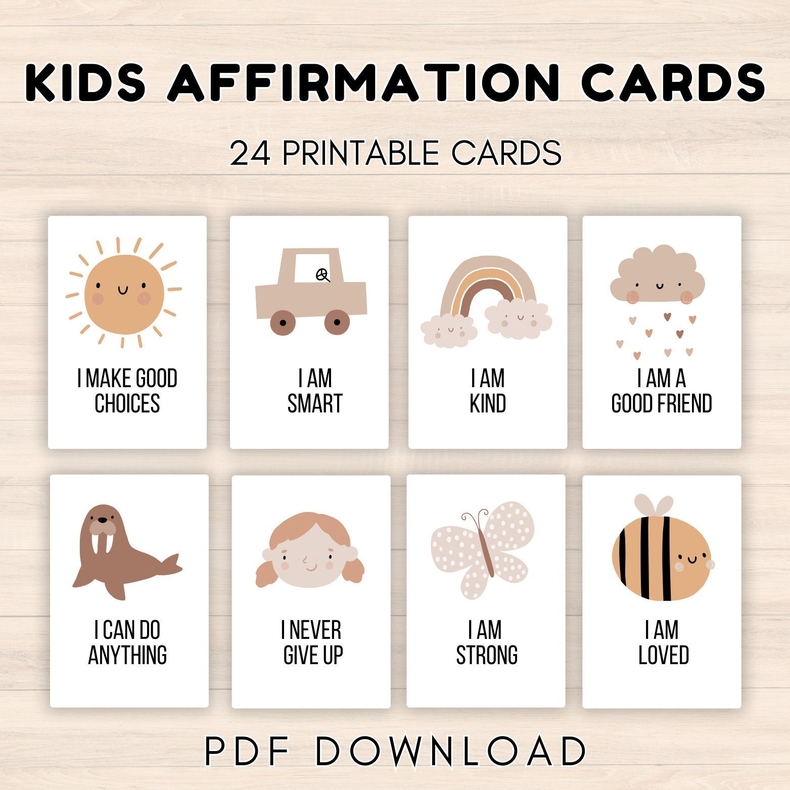 Printable Affirmation Cards for Kids Motivational Cards - Etsy