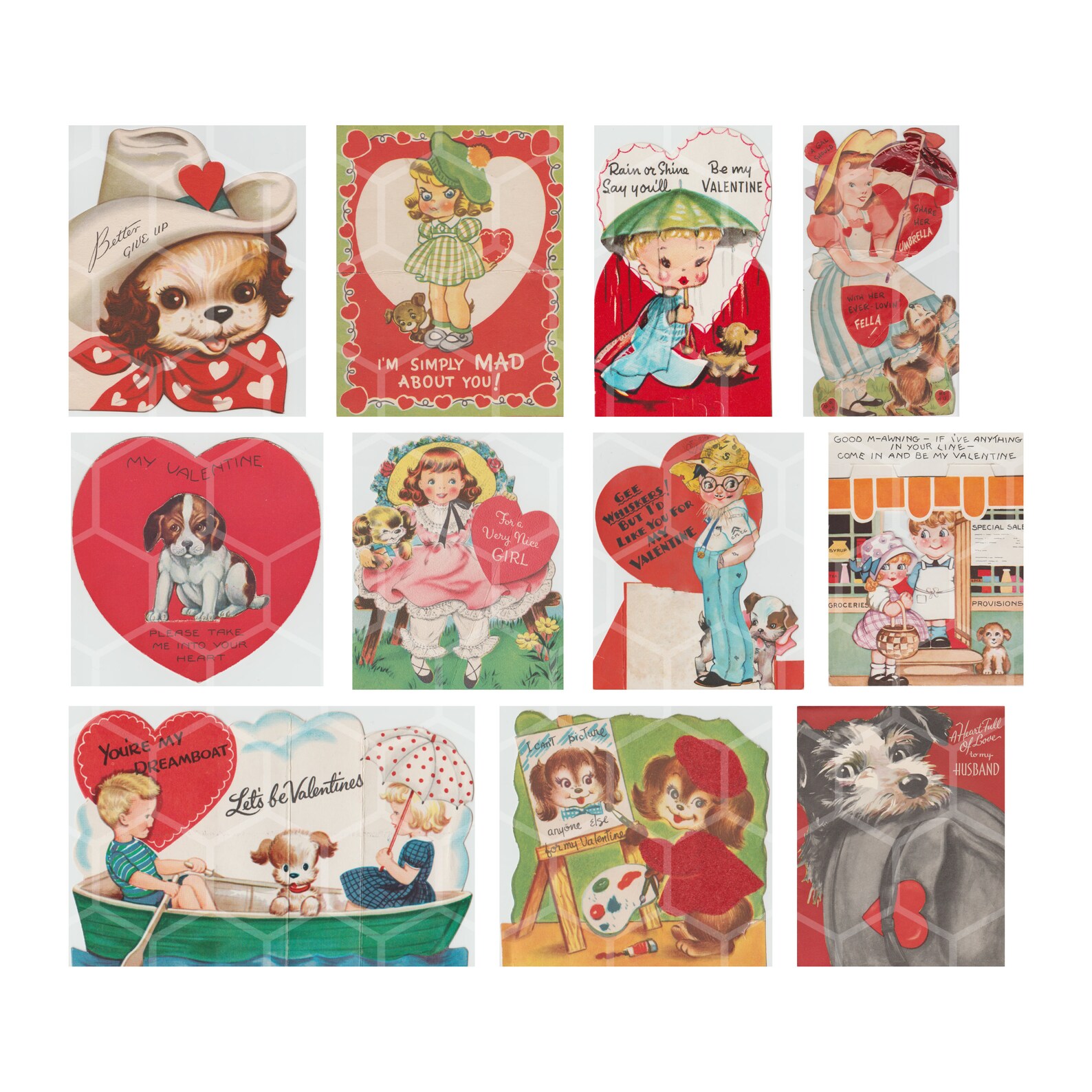 Printable Vintage Valentines Day Cards Printable Dog - Etsy