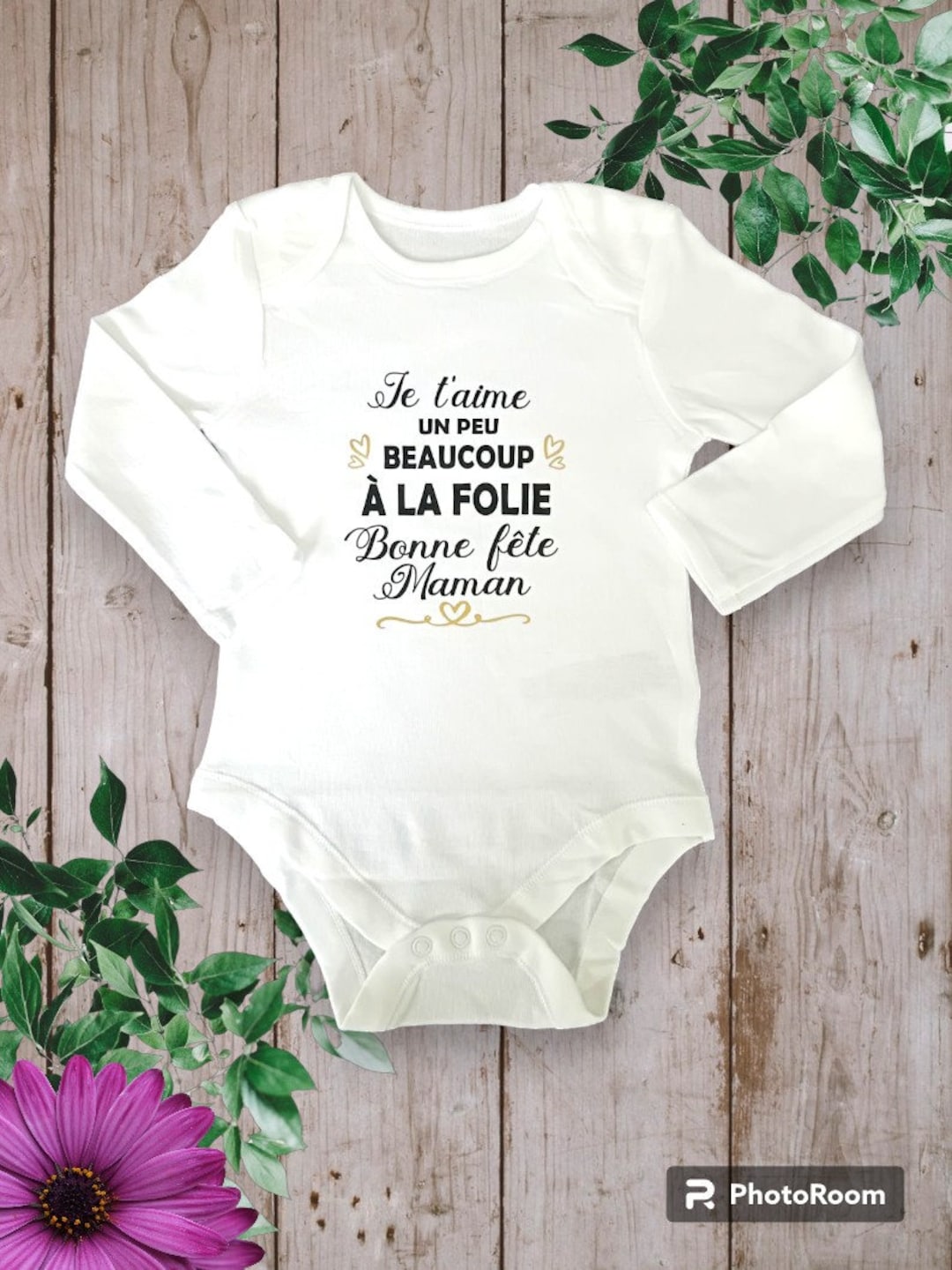 Bodies Body bébé unisexe Personnalisé "Je t'aime un peu beaucoup à la ...