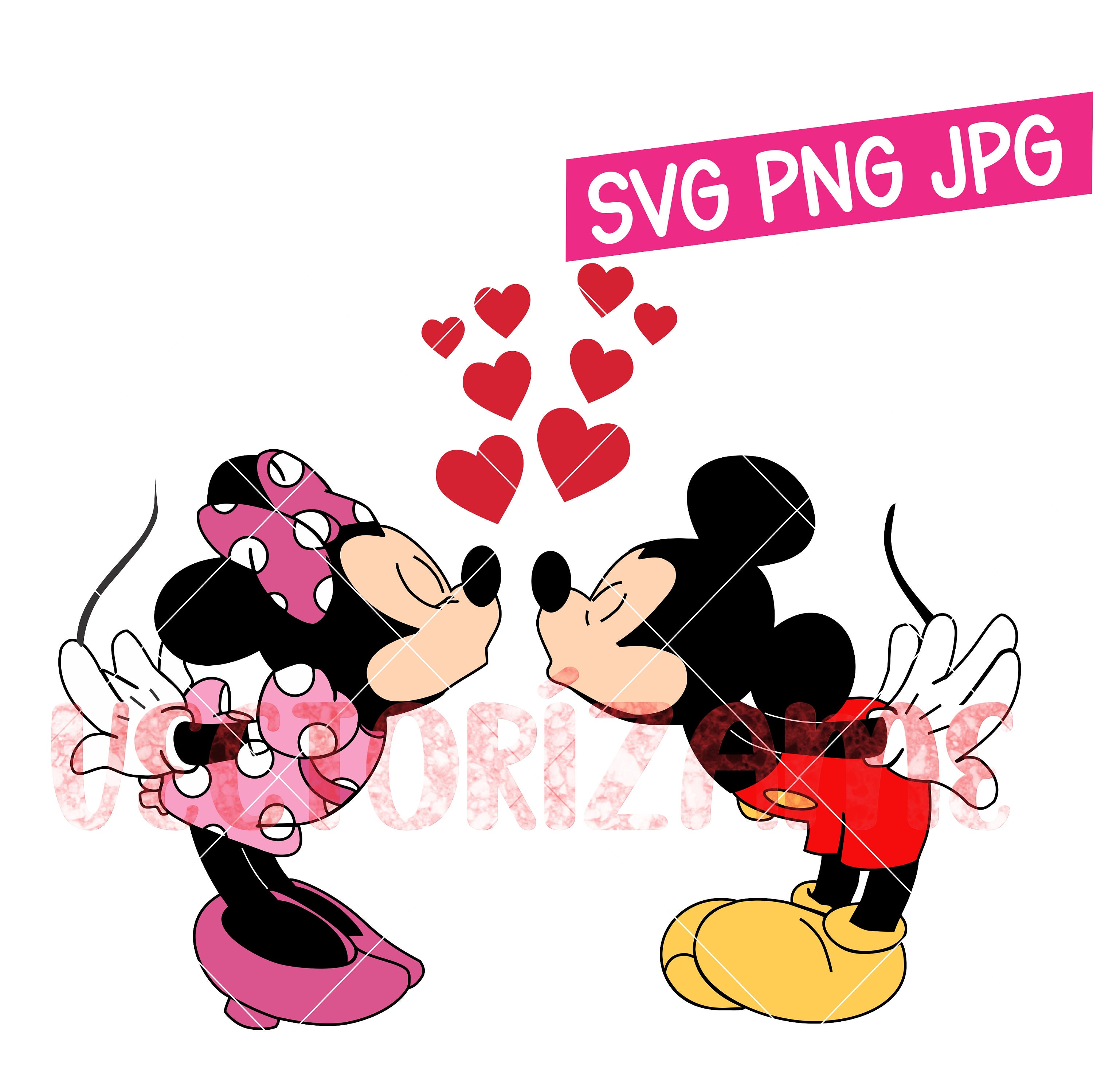 Mickey y Minnie SVG 14 febrero San Valentin Besos Amor PNG | Etsy