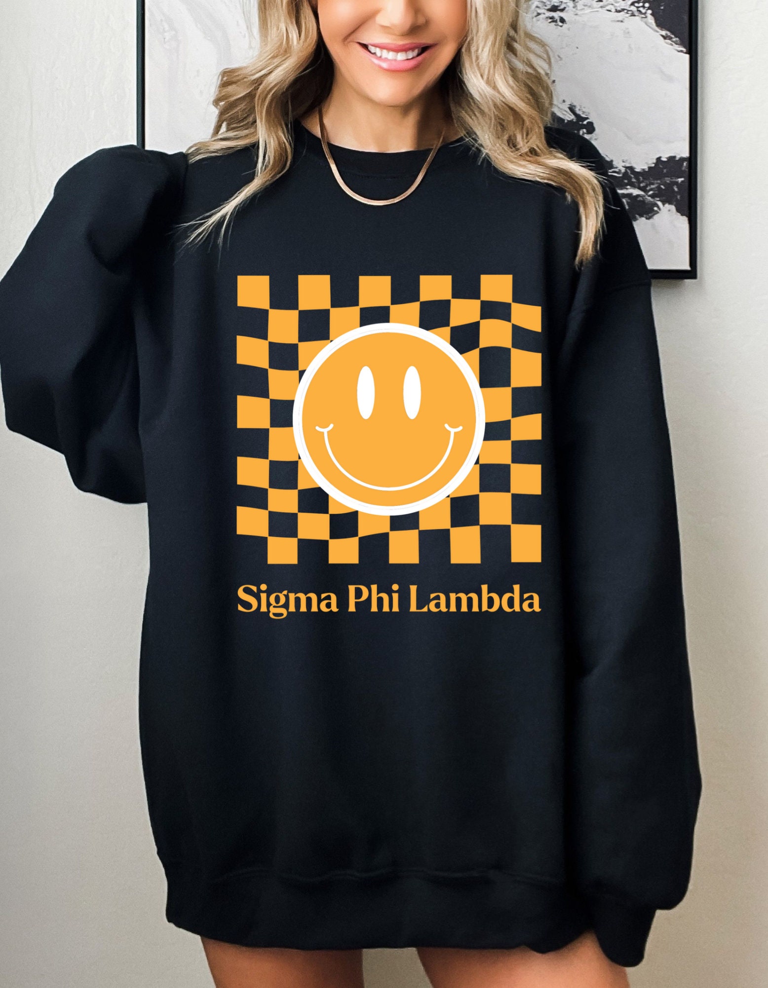 Sigma Phi Lambda Retro Smiley Face Sweatshirt - Etsy
