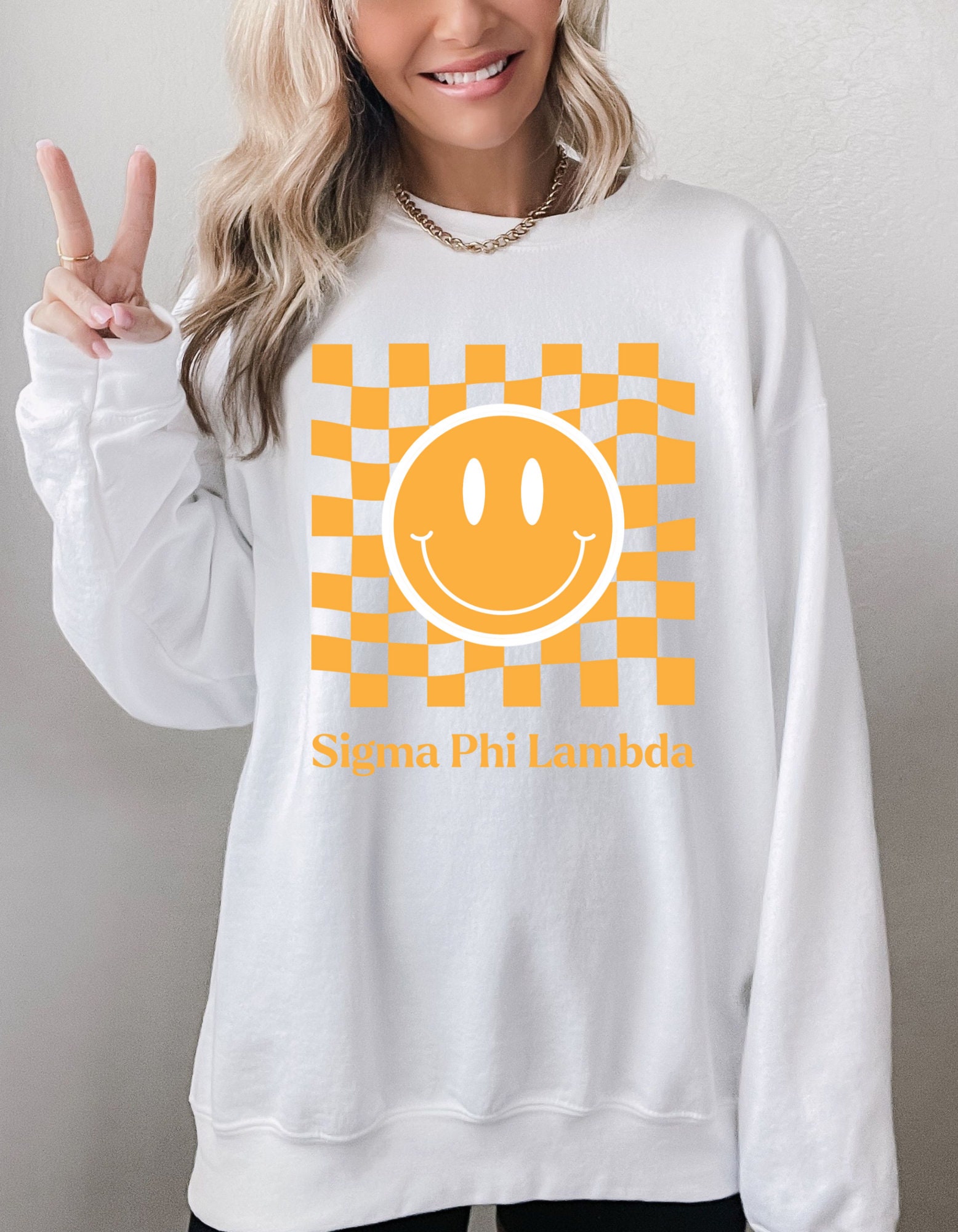 Sigma Phi Lambda Retro Smiley Face Sweatshirt - Etsy