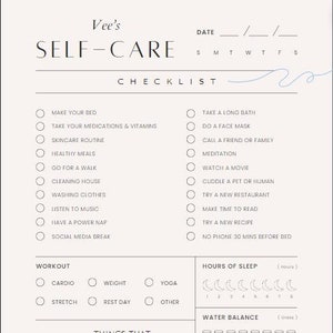 Daily Self-care Checklist | Personal Routine - Etsy