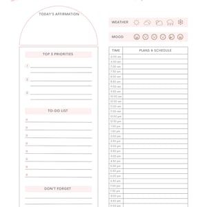 Pink Daily Planner | Minimalist Daily Planner - Etsy