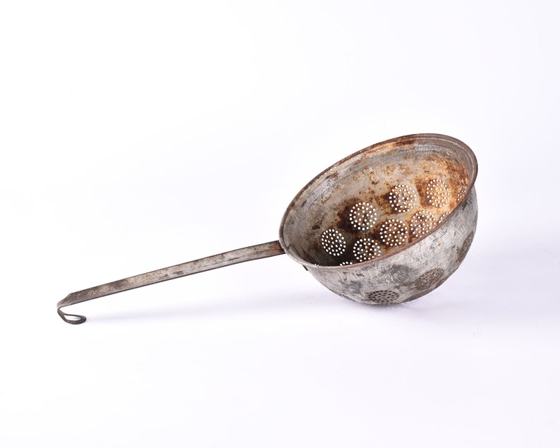 Vintage Metal Strainer, Old Iron Hand Strainer - Etsy