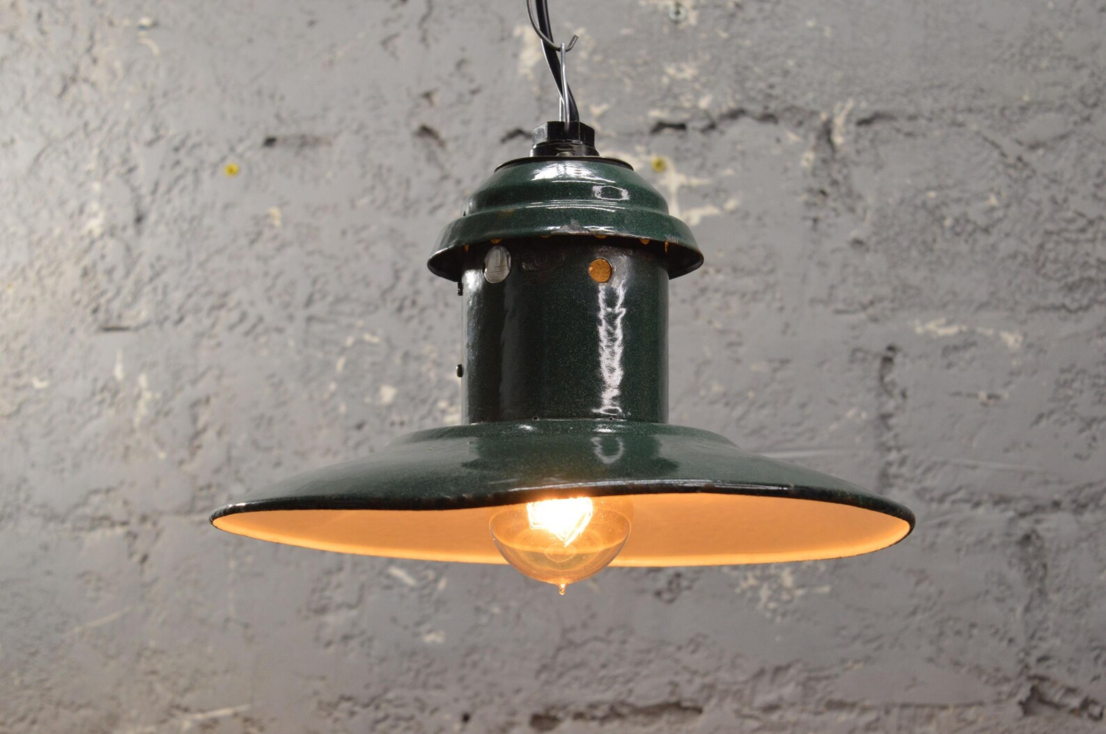 Industrial Factory Pendant Lamp, Vintage Street Lamp, Green Enamel Lamp ...