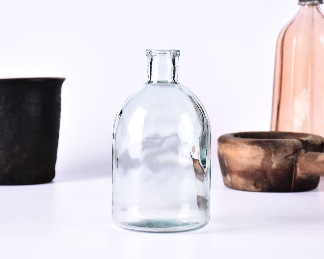 Vintage Small Rustic Glass Bottle, Rustic Vase - Etsy