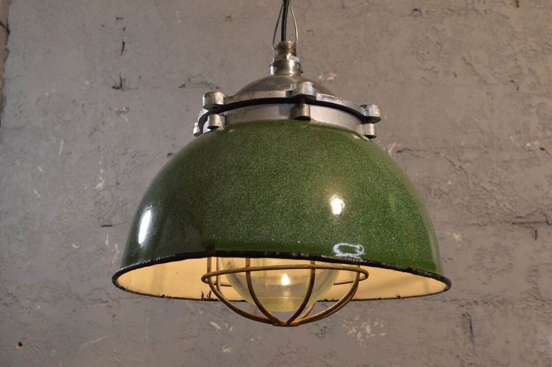 Vintage Industrial Lighting Fixture Green Industrial Light Pendant ...