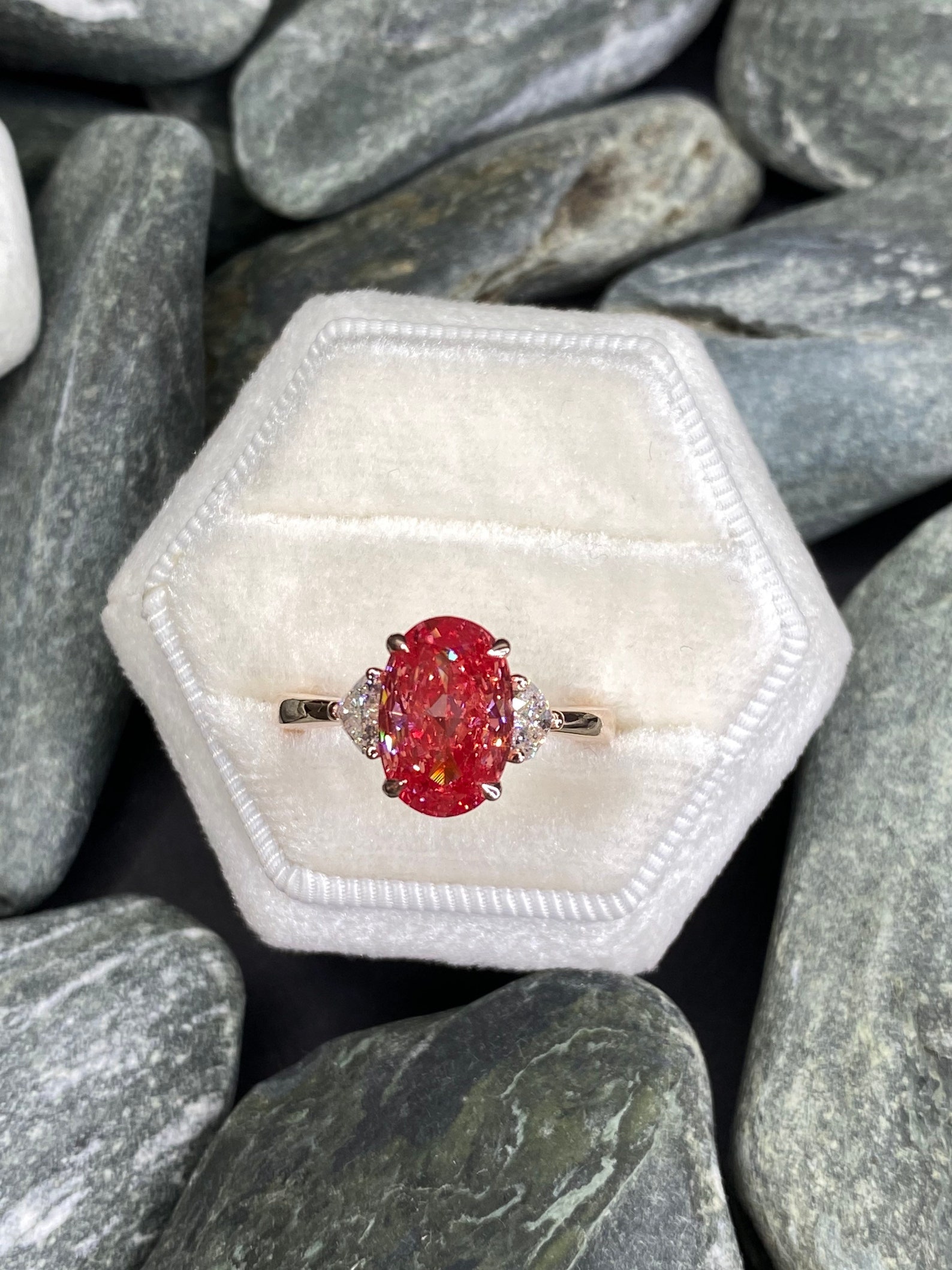 Beautiful Oval Cut Diamond Ring, Engagement Ring, Fancy Vivid Pink - Etsy