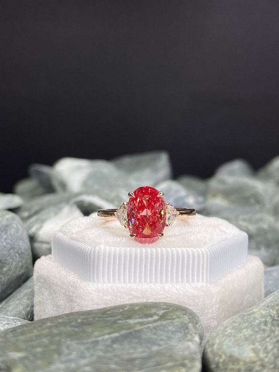 Beautiful Oval Cut Diamond Ring Engagement Ring Fancy Vivid - Etsy