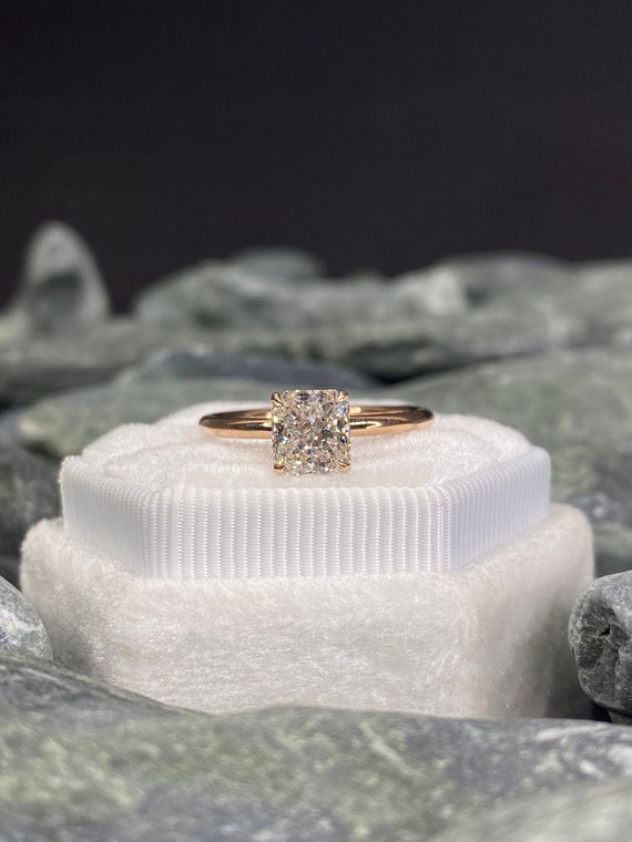 Square Radiant Cut Diamond Ring Rose Gold Engagement Ring - Etsy