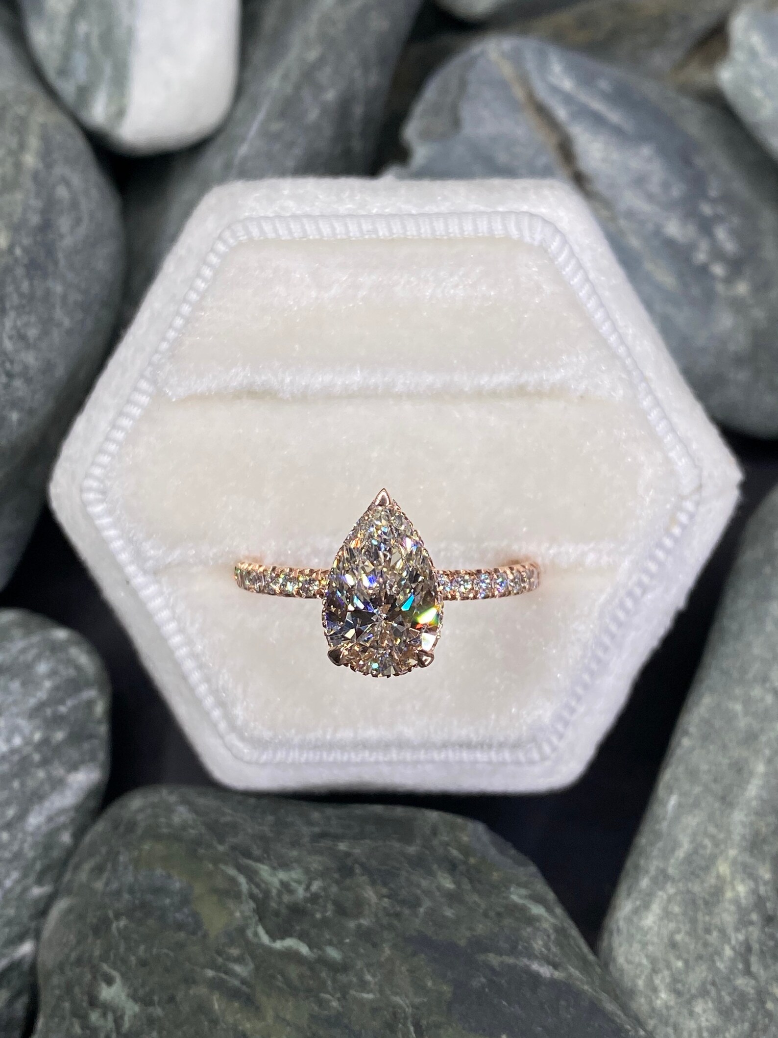 Pear Shape Cut Diamond Ring Rose Gold 14K Engagement Ring - Etsy