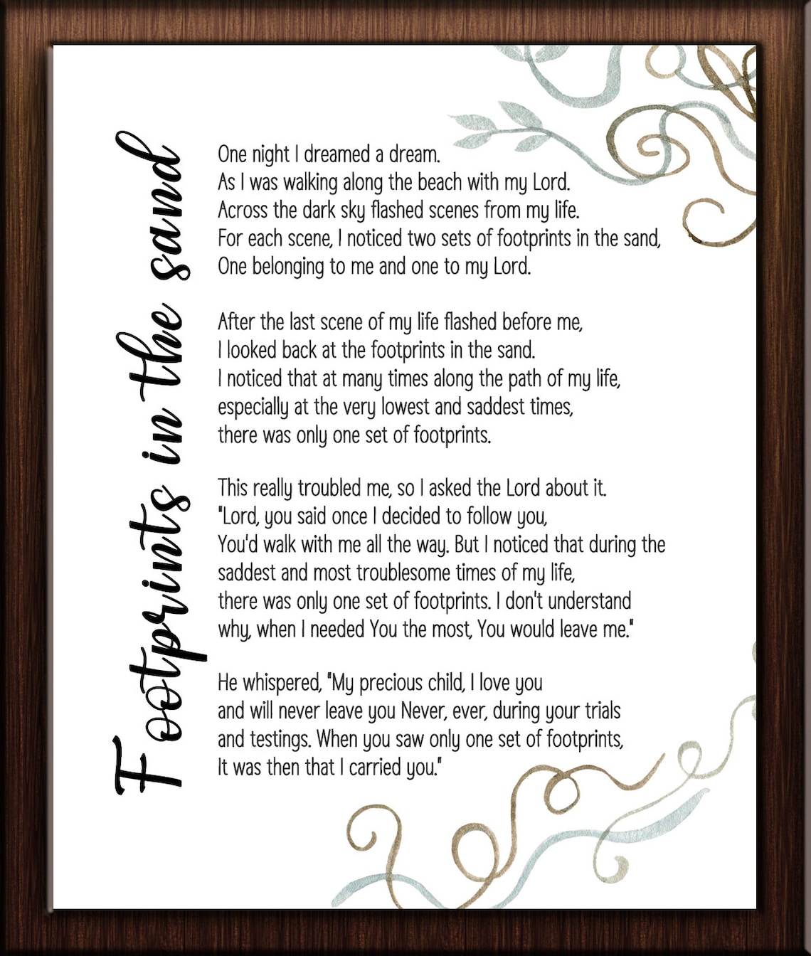 Footprints in the Sand Poem. High Definition Download Prints | Etsy
