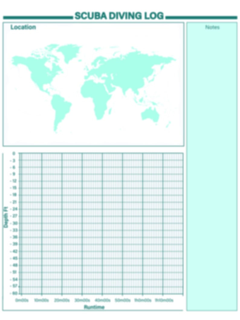 Printable Digital Scuba Diving Journal Logbook Notebook Page - Etsy