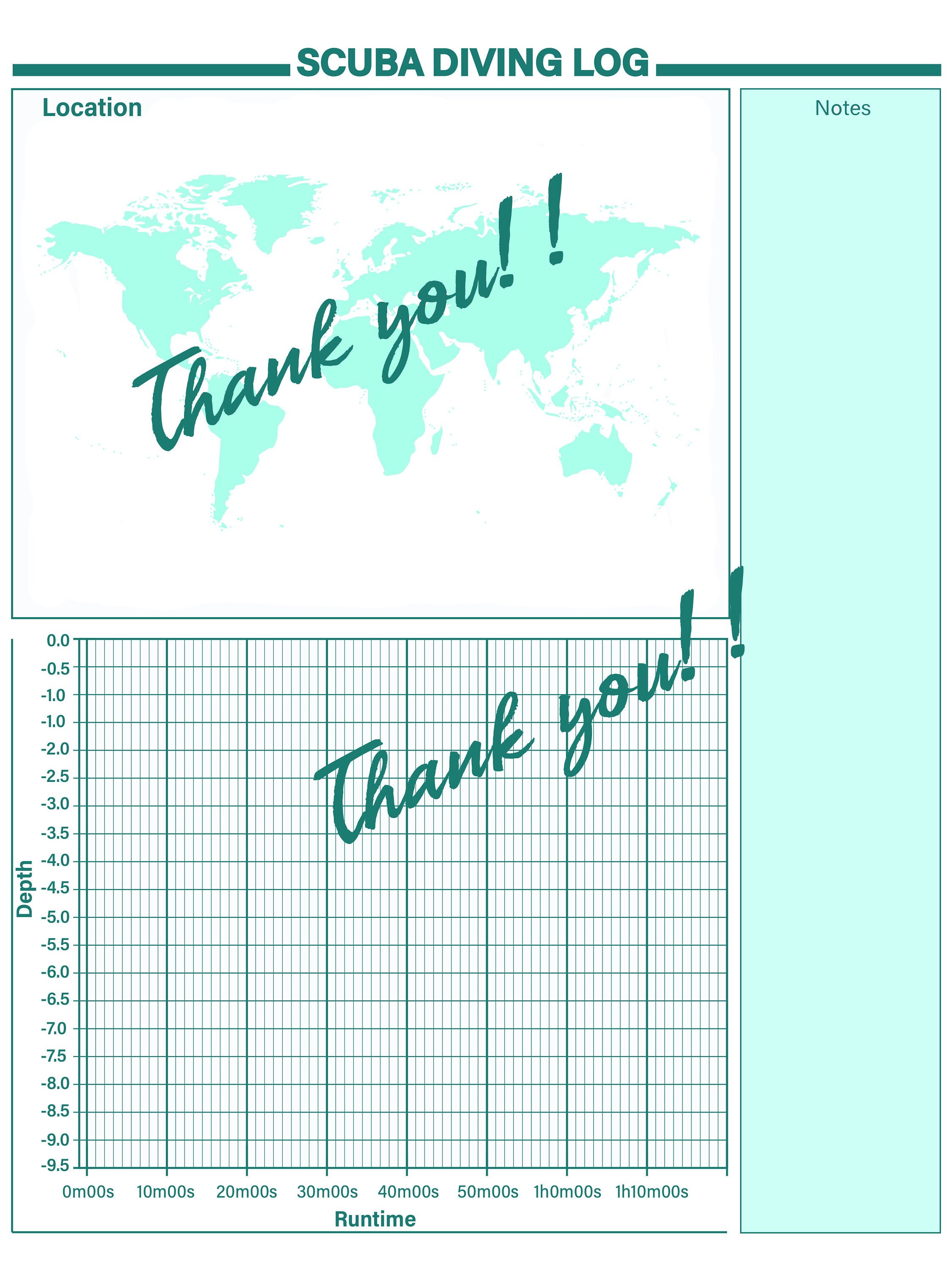 Printable Digital Scuba Diving Journal Logbook Notebook Page Metric ...