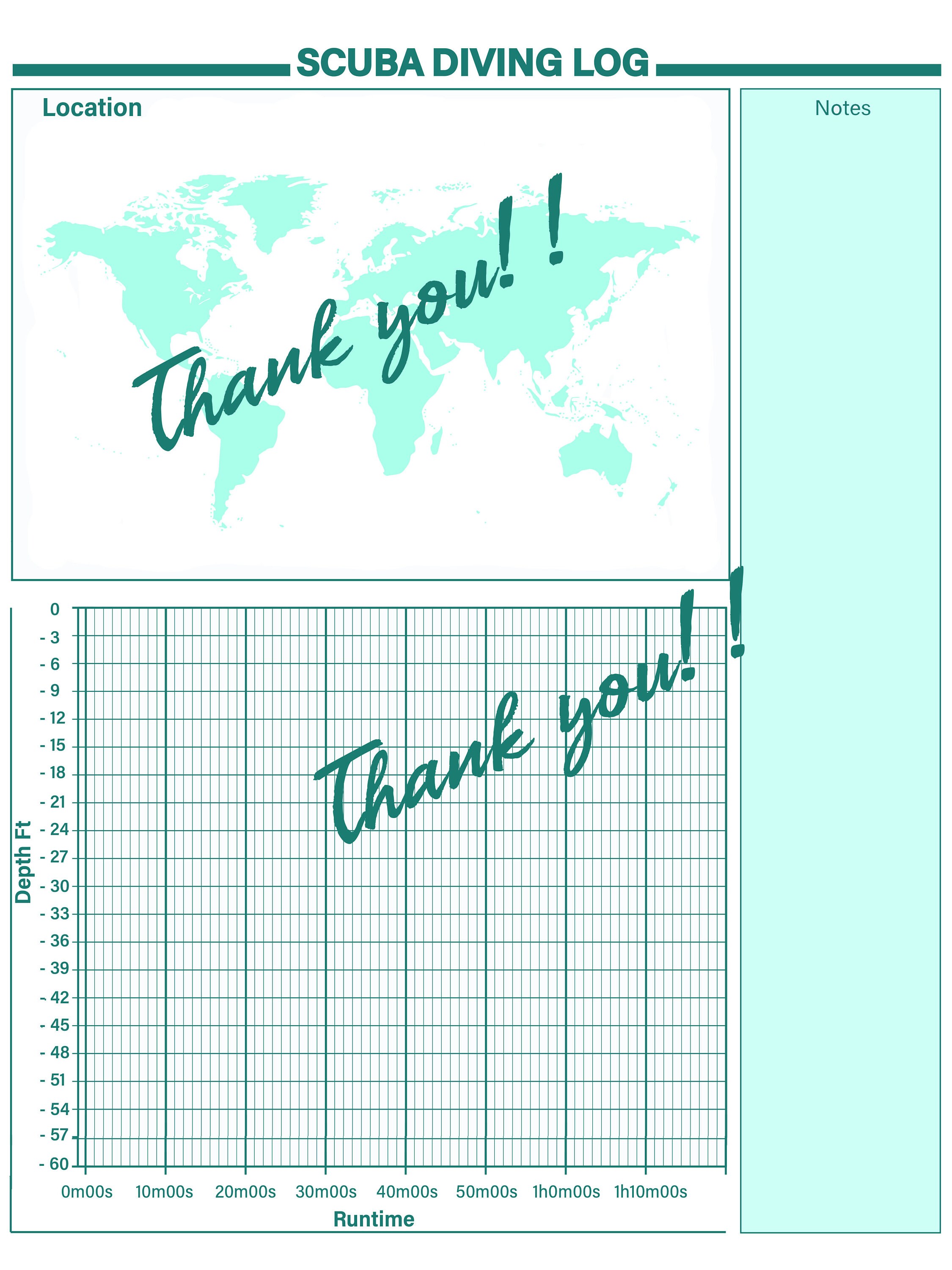 Printable Digital Scuba Diving Journal Logbook Notebook Page - Etsy