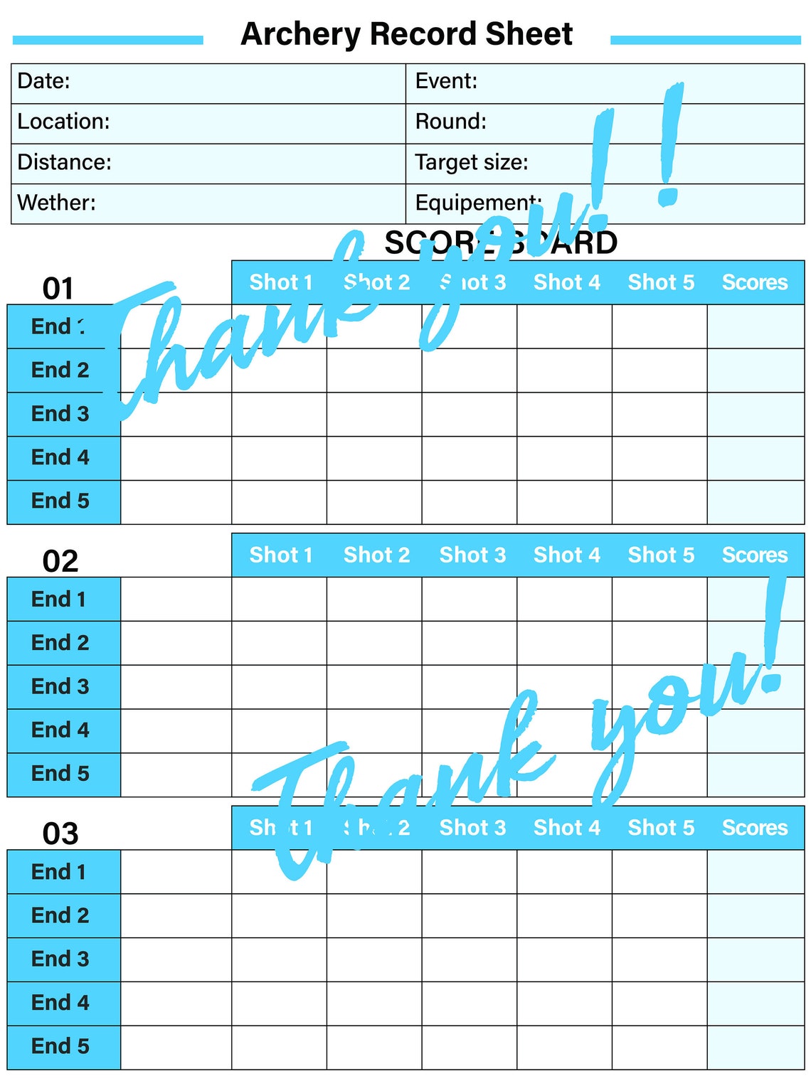 Archery Record Logbook Score Sheet - Etsy