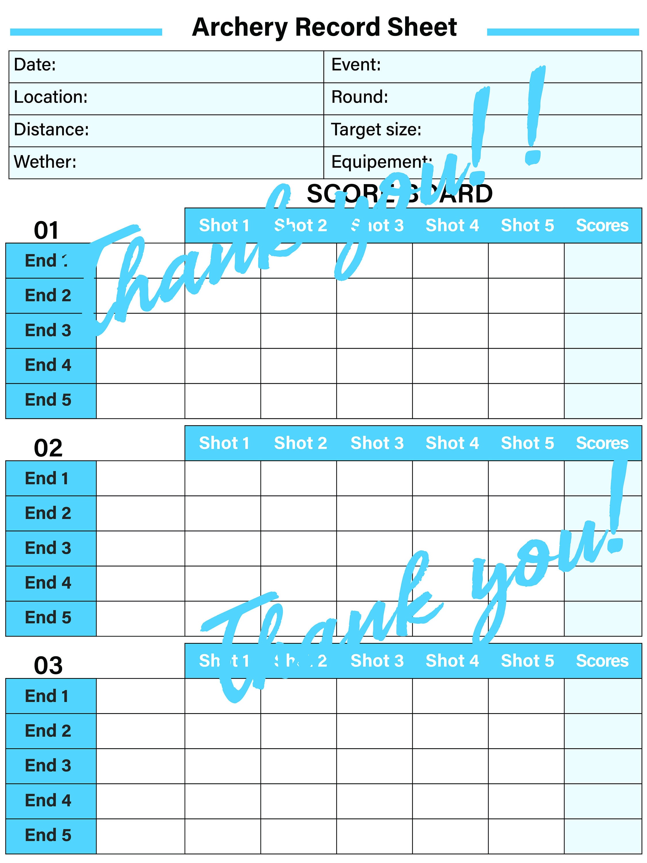Archery Record Logbook Score Sheet - Etsy