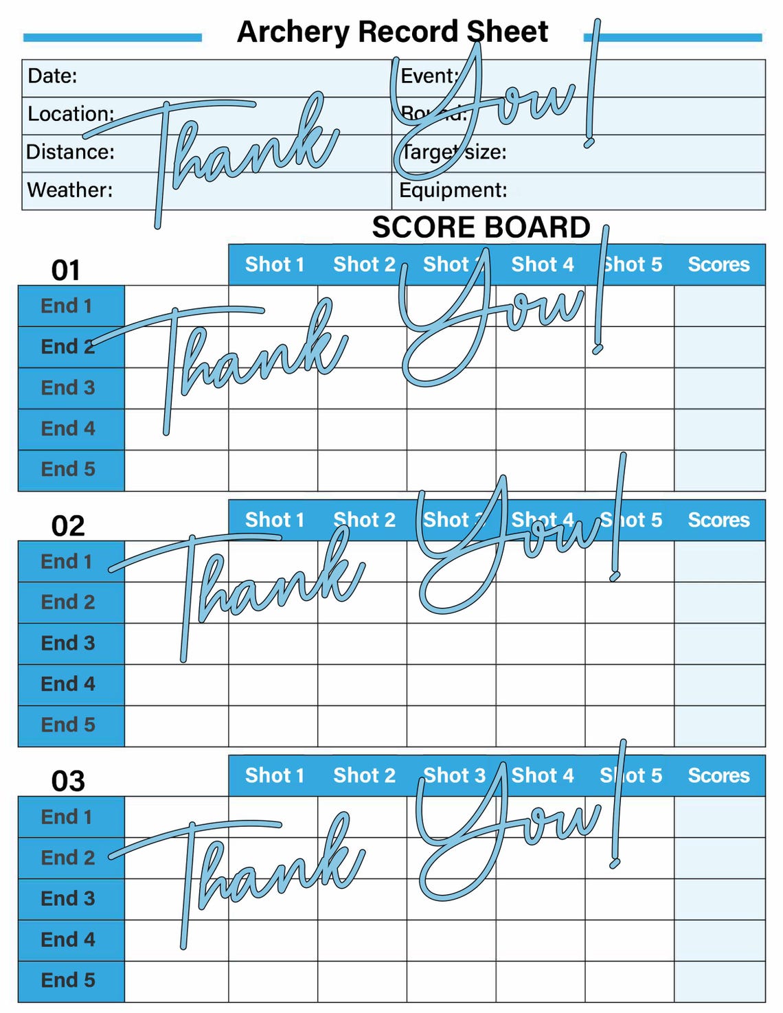 Archery Record Logbook Score Sheet - Etsy