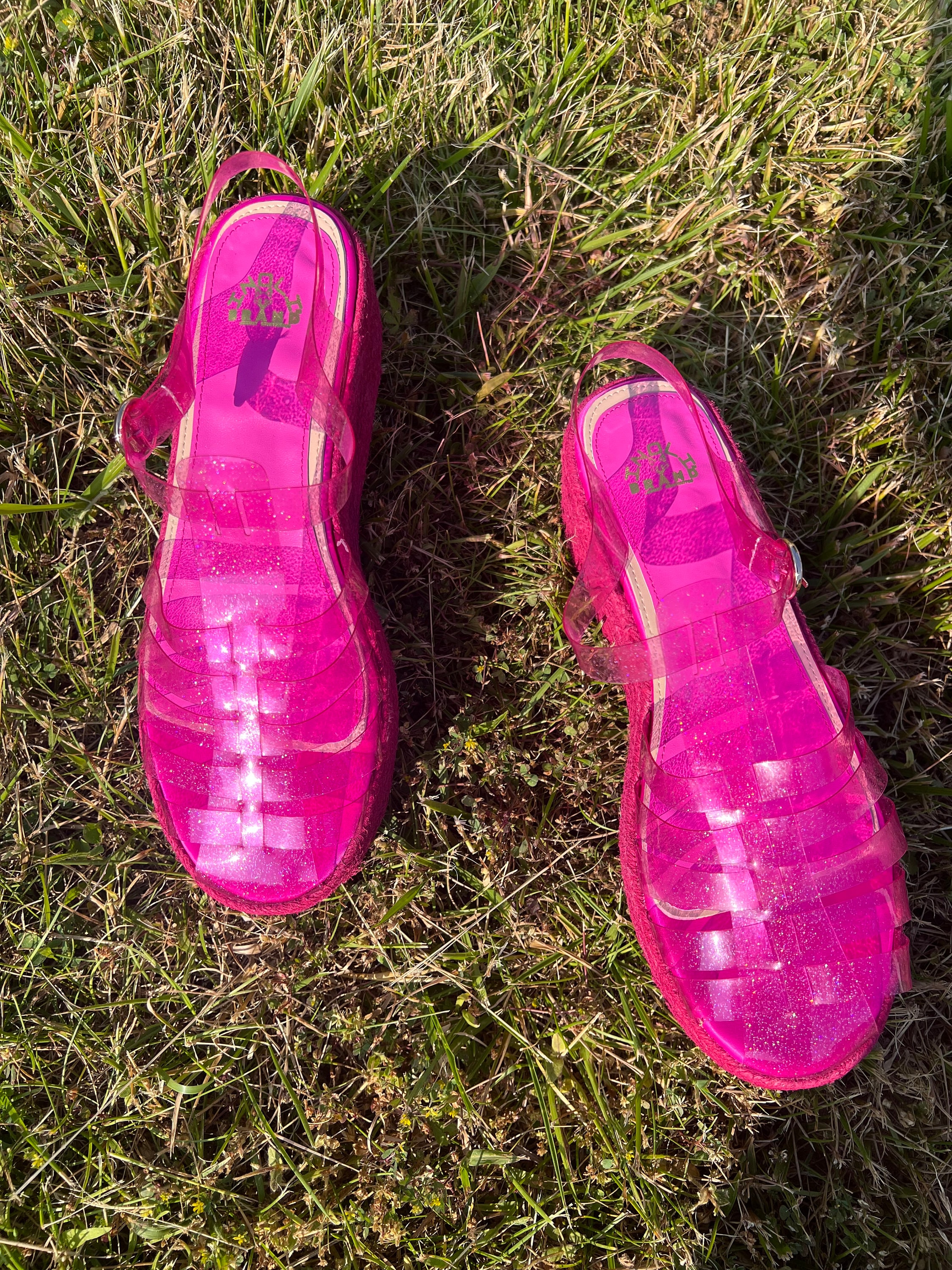 Hot Pink Raffia Jelly Platform Summer Sandals - Etsy