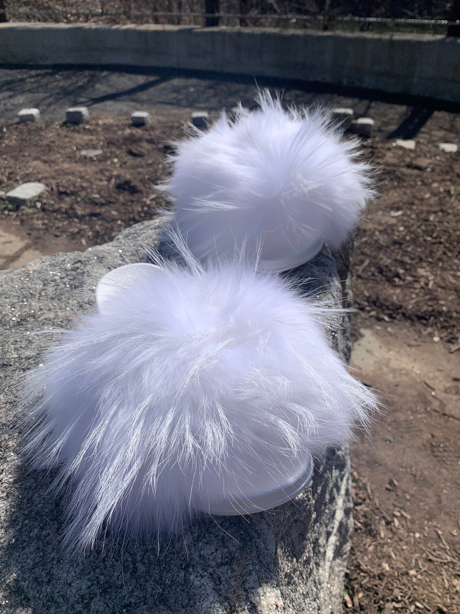 Yeti White Fur Slides - Pool Slides - Fur Sandals - Fur Slippers ...
