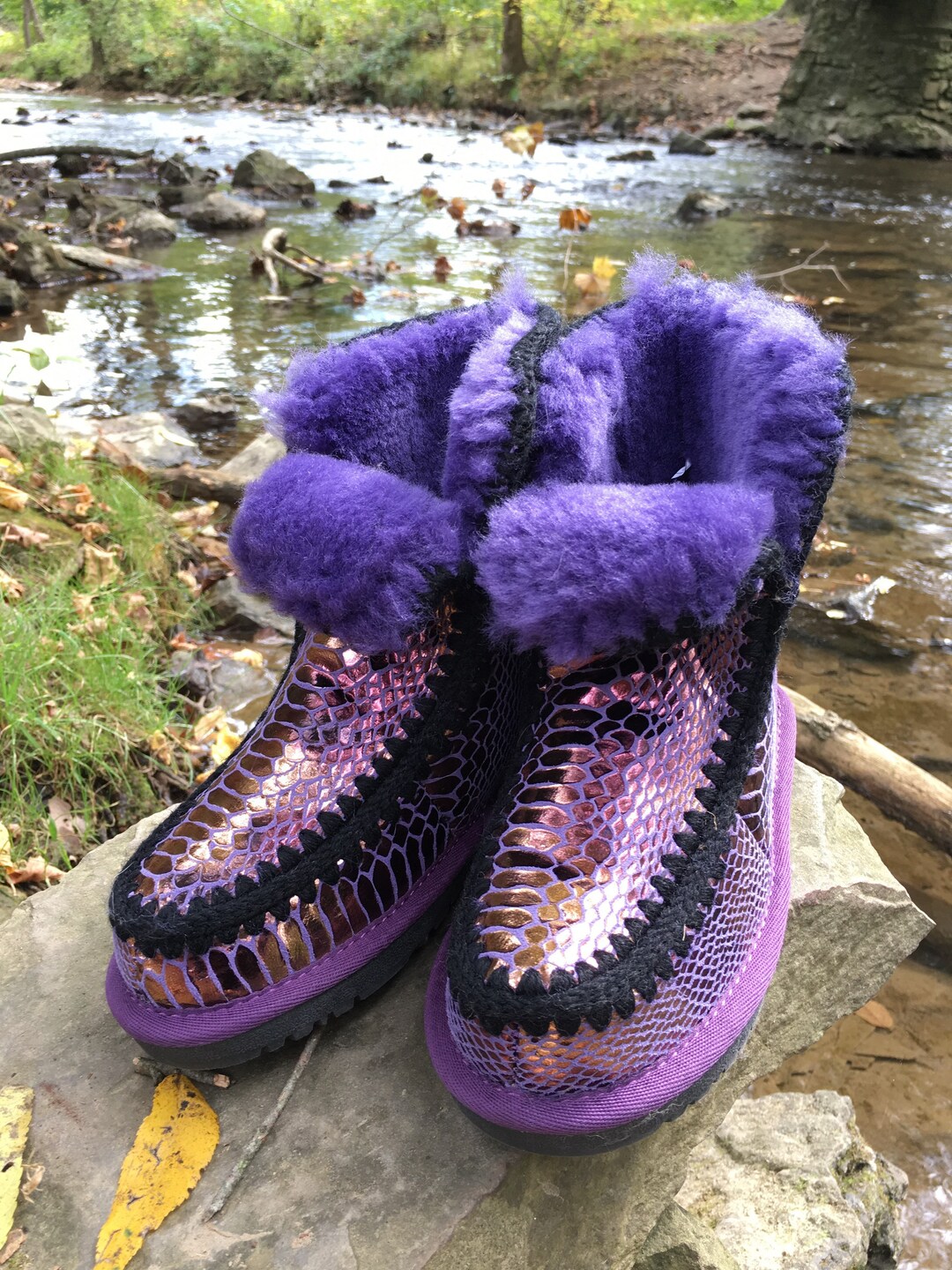 Inoli Brand Girls’ Purple Snakeskin Ankle Boots - Girls Boots ...