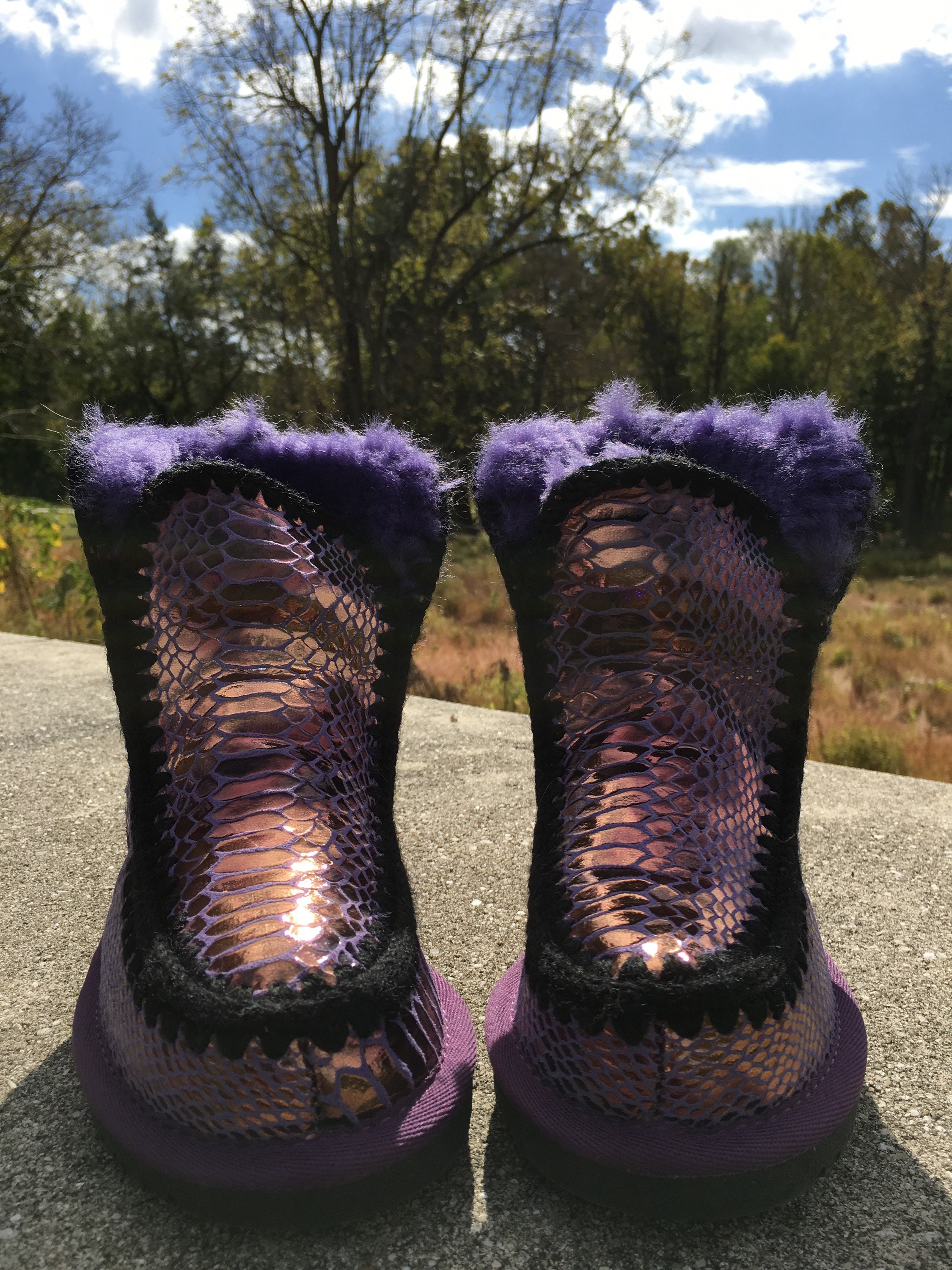Inoli Brand Girls’ Purple Snakeskin Ankle Boots - Girls Boots ...