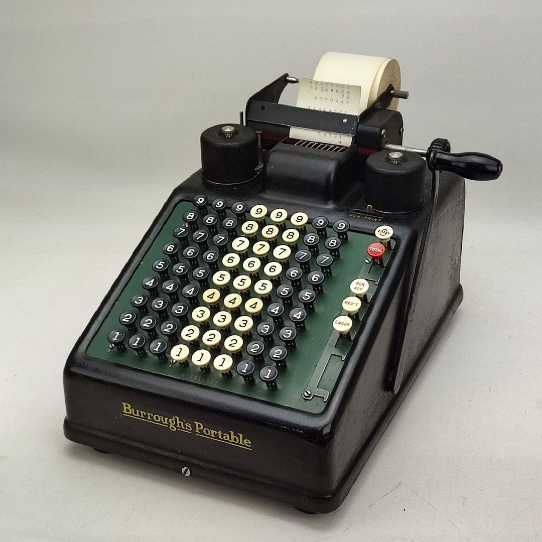 Collectible Burroughs Portable Mechanical Calculator, Antique ...