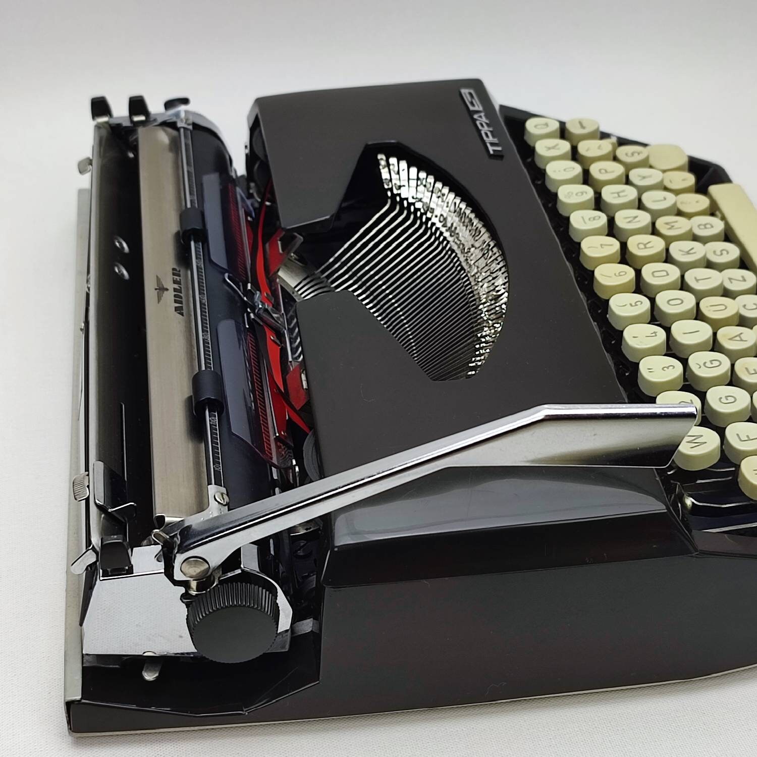 Cursive*! Black Portable Adler Tippas Working Typewriter, İtalic Font ...