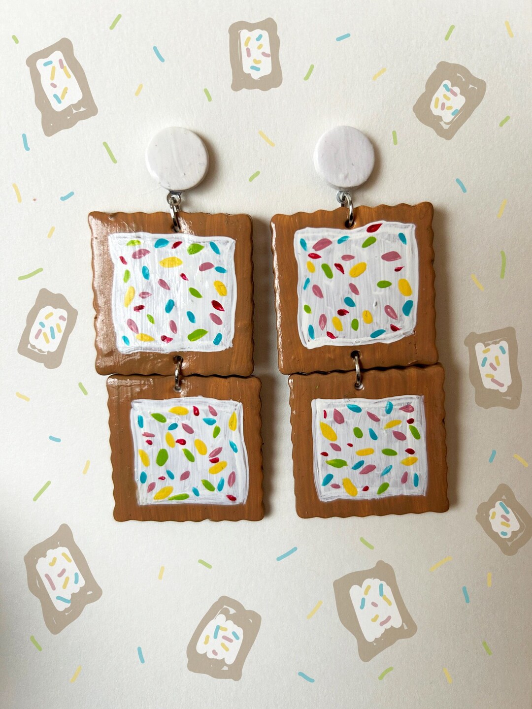 Toaster Pastry Hand-painted Clay Earrings - Etsy