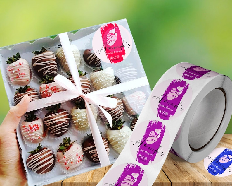 Chocolate Strawberry Logo Labels Strawberry Chocolate Bakery | Etsy