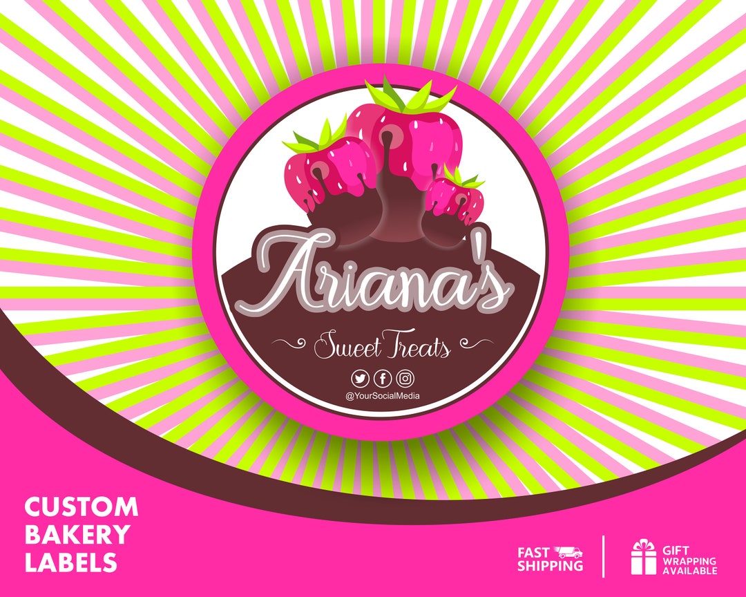 Custom Chocolate Strawberry Label Logo, Strawberry Chocolate, Dip ...