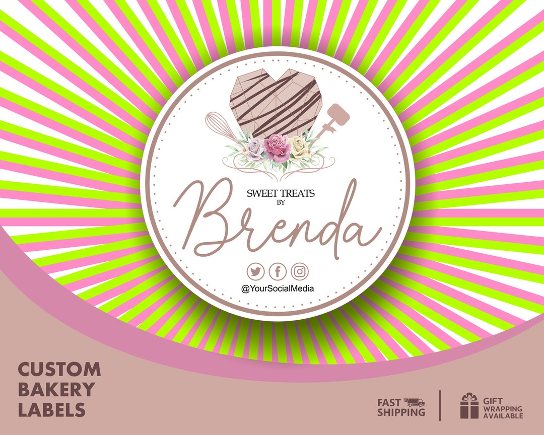 Custom Bakery Logo Sticker Labels: Breakable Heart Design - Etsy