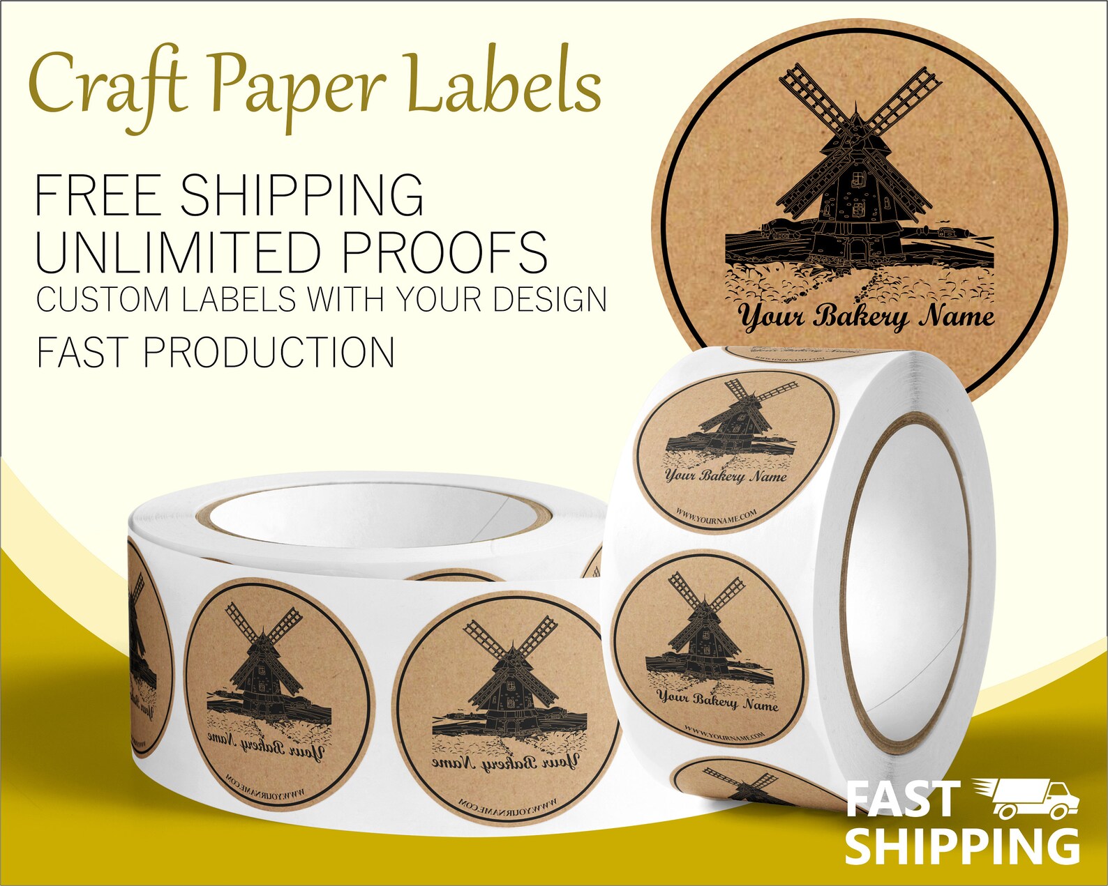 2 Craft Paper Product Labels on Roll With Your Logo. - Etsy
