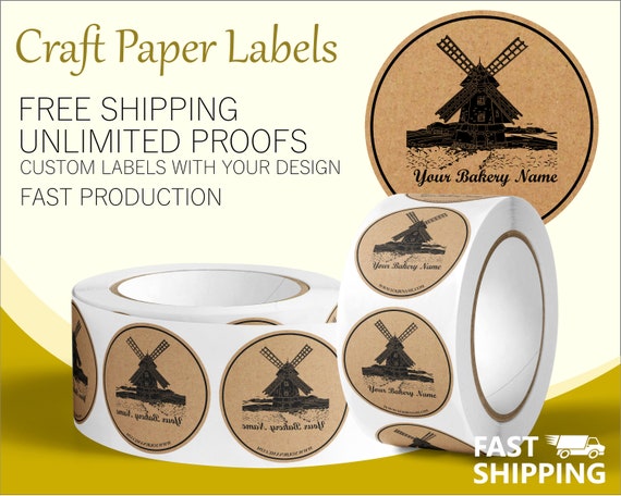 2 Craft Paper Product Labels on Roll With Your Logo. | Etsy