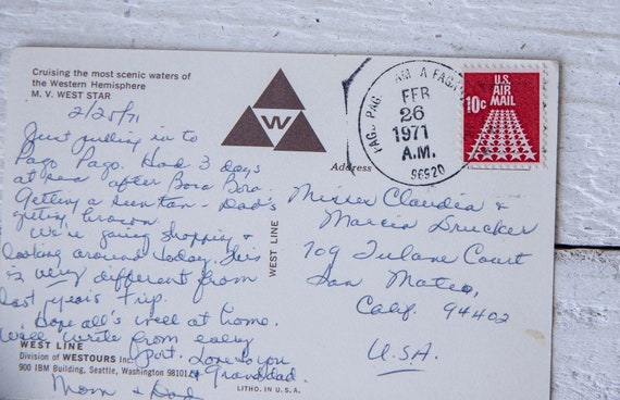 Vintage Postcard With 10 Cent Air Mail Stamp | Etsy