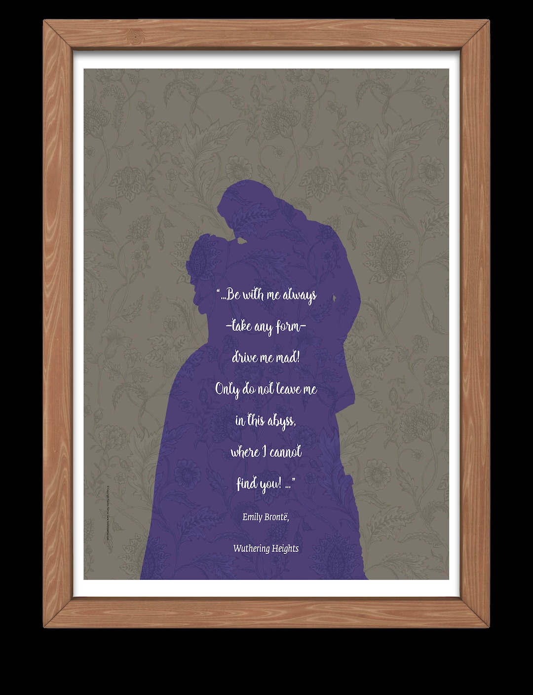 Wuthering Heights Silhouette Art Print, Emily Brontë Quote (digital ...