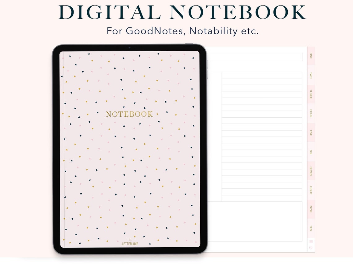 Digital Notebook With Tabs for Goodnotes, Notability Etc. - Pink ...
