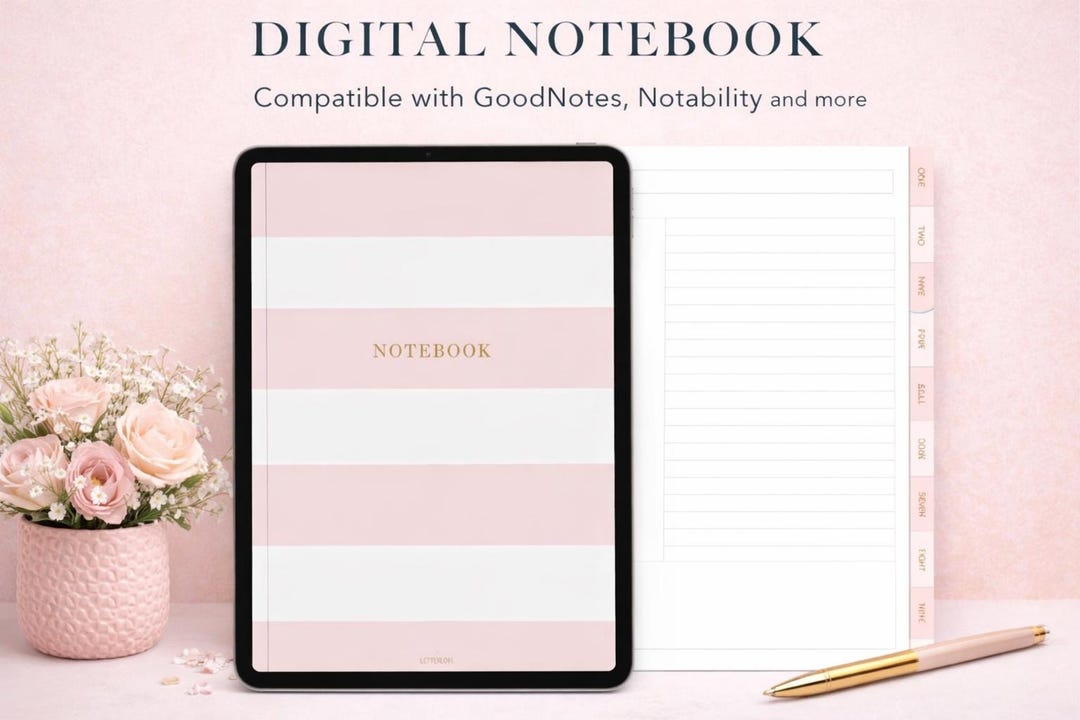 Digital Notebook With Tabs for Goodnotes, Notability Etc - Pink - Etsy