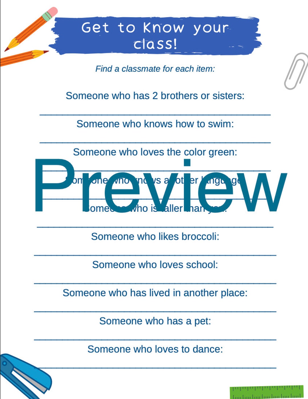 Get to Know Your Class - Etsy